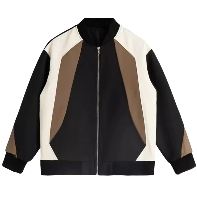 Casual Loose Contrast Color Jacket - POIZON