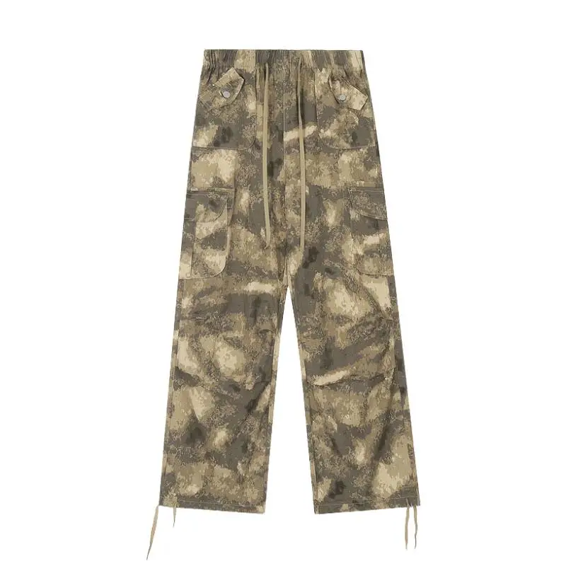 Camouflage Splash Ink Relaxed Loose Wide Leg Denim Pants - POIZON