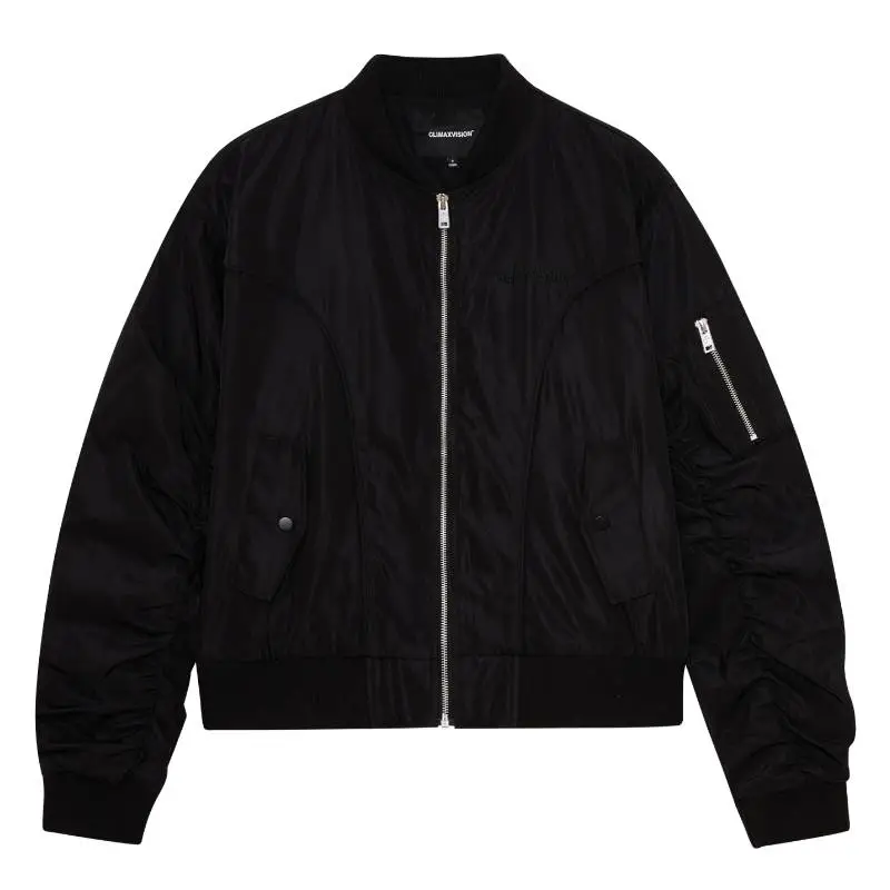 CLIMAX VISION Basic Wrinkled MA1 Retro Baseball Collar Loose Bomber Jacket - POIZON