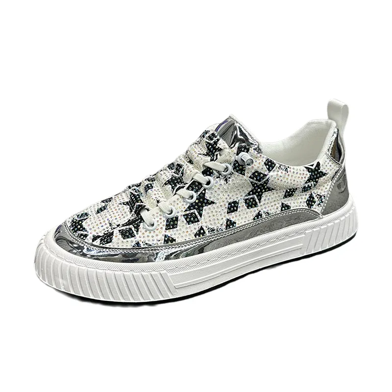 Full Diamond Printed Shine-on Shoes - POIZON