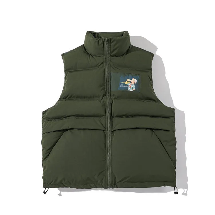Trendy Brand Cartoon Character Print Street Cotton-padded Vest - POIZON