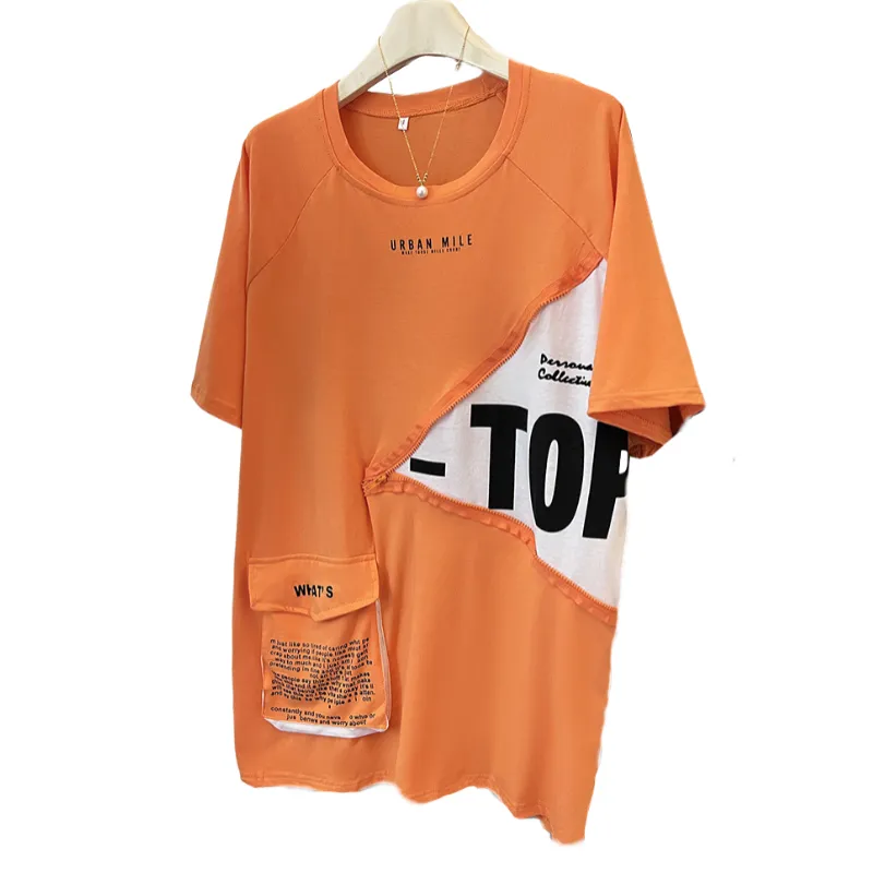 Contrast Color Patchwork T-shirt - POIZON