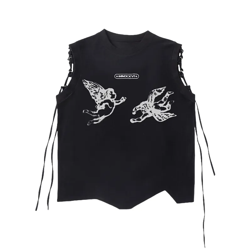 Punk Style Strap Rapped Irregular Vest swag OOTD - POIZON