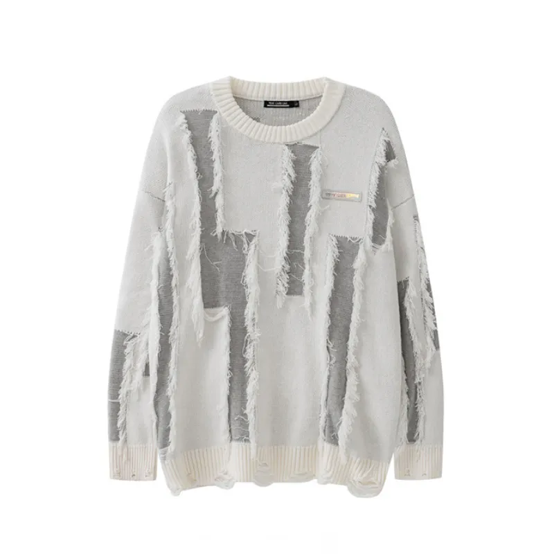 New Color-matching Rick Tassel Niche Design Sweater - POIZON