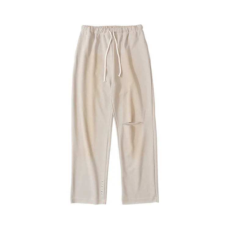 Solid Color Ripped Drawstring Jogger Pants - POIZON