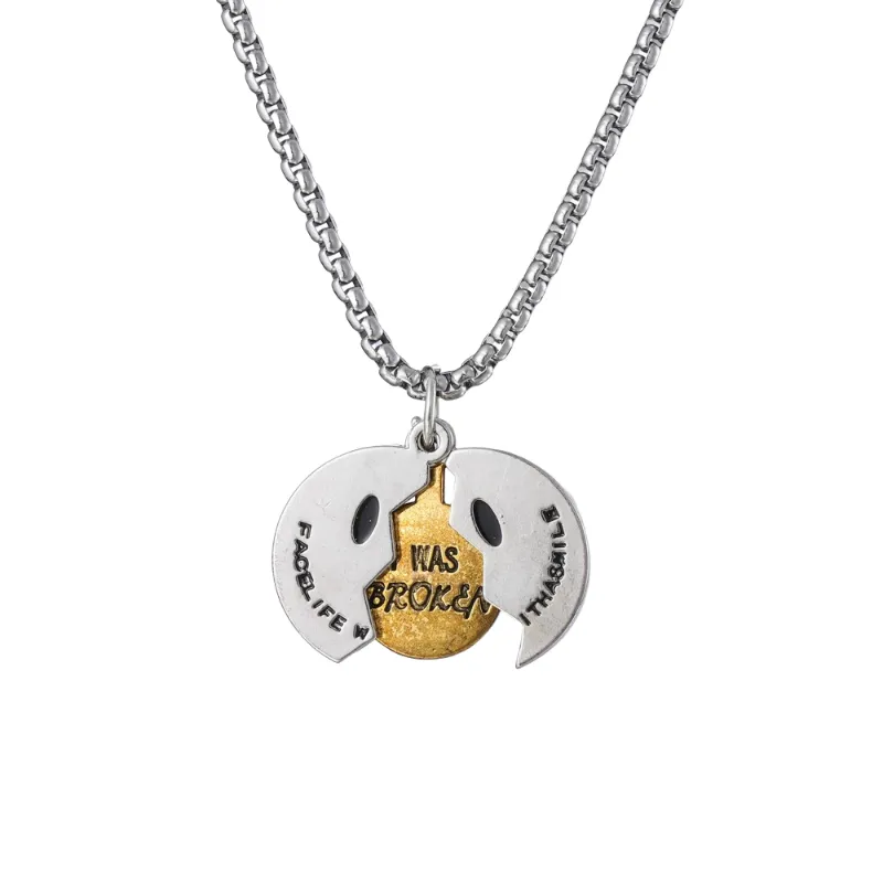 Internet Celebrity Double Smiley Face Necklace - POIZON