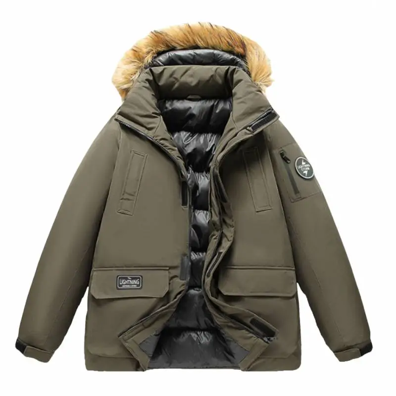 Lightning X Storm Large Pocket Maillard Thickened Hooded Cotton Coat ...